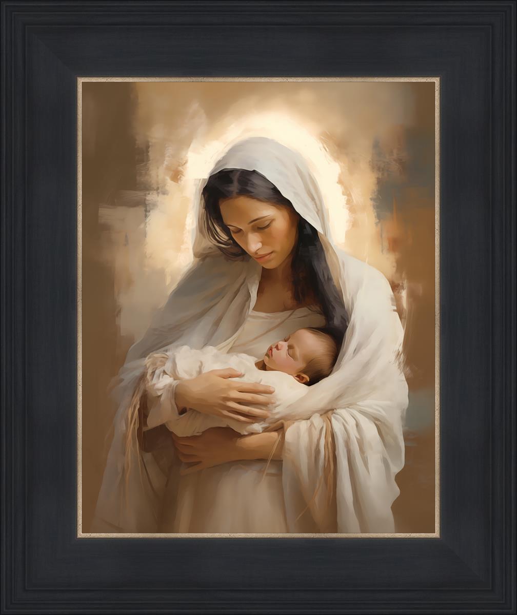 Swaddled by Love by Gabriel Heaton Mary woman in white clothing holding ...