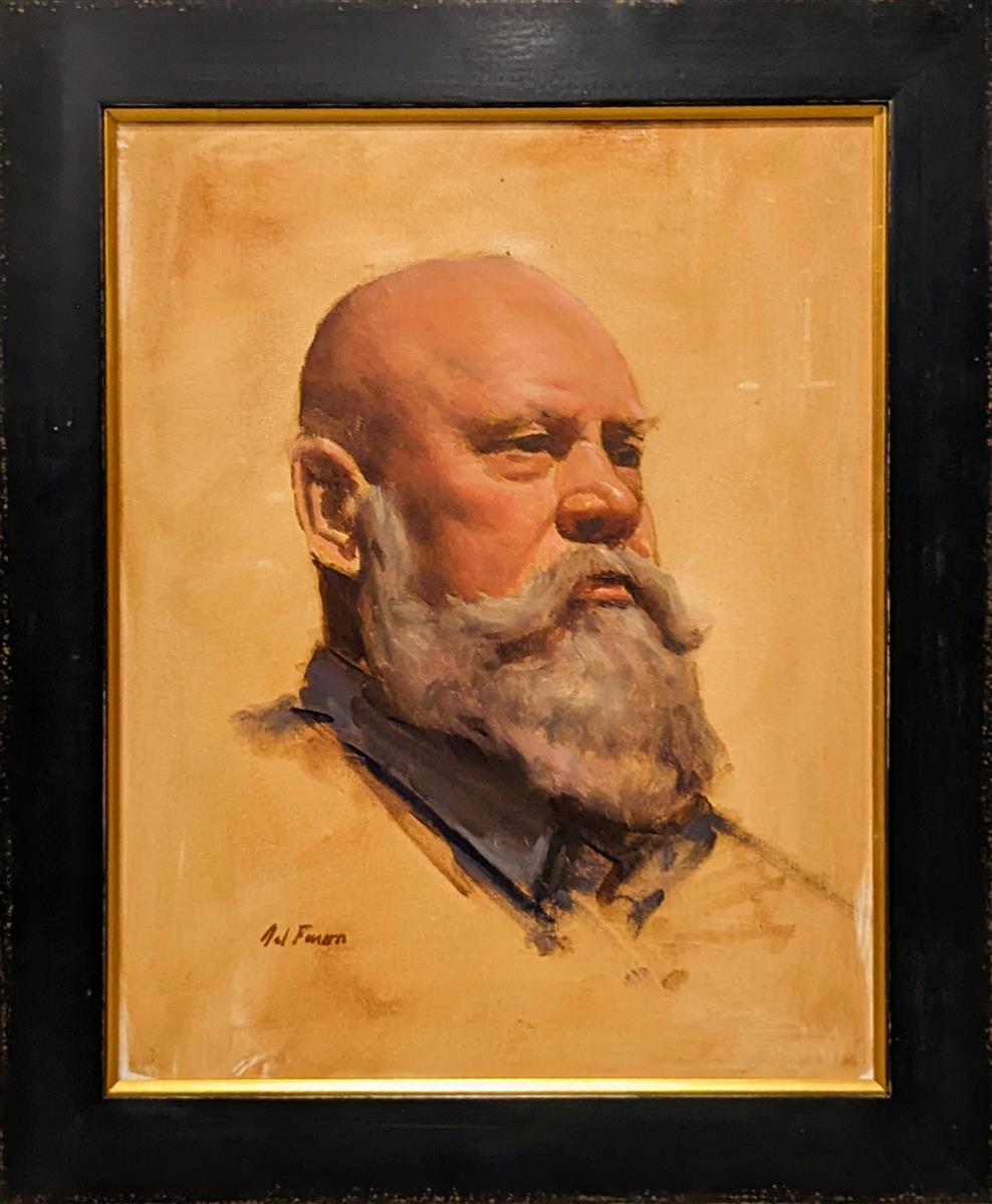 Mike by Del Parson Side portrait of a man with a bald head and beard ...