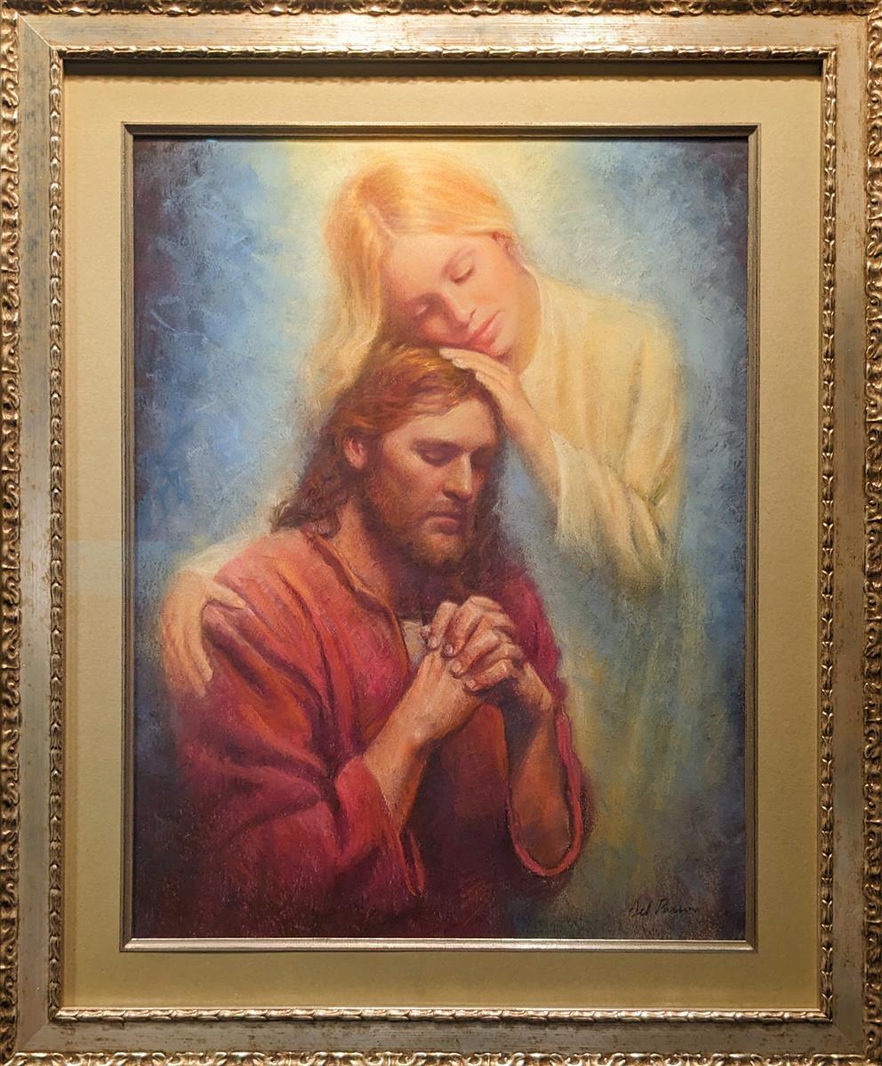 Angel Mother by Del Parson Jesus Christ in a red shirt with a woman ...