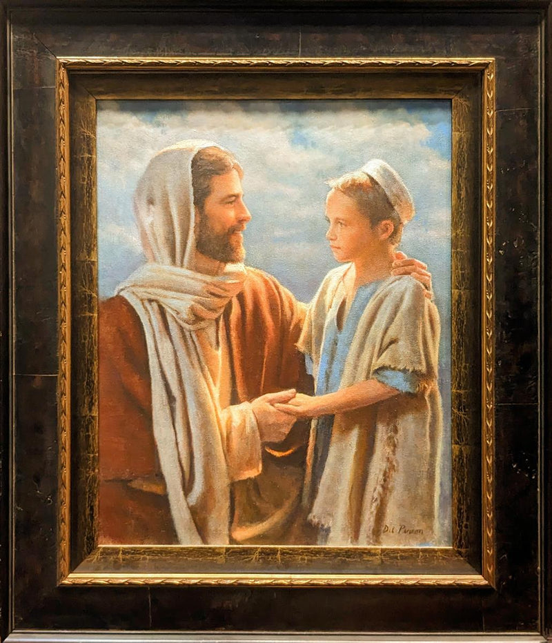 Jesus and a Young Follower by Del Parson Jesus Christ in a red shirt ...