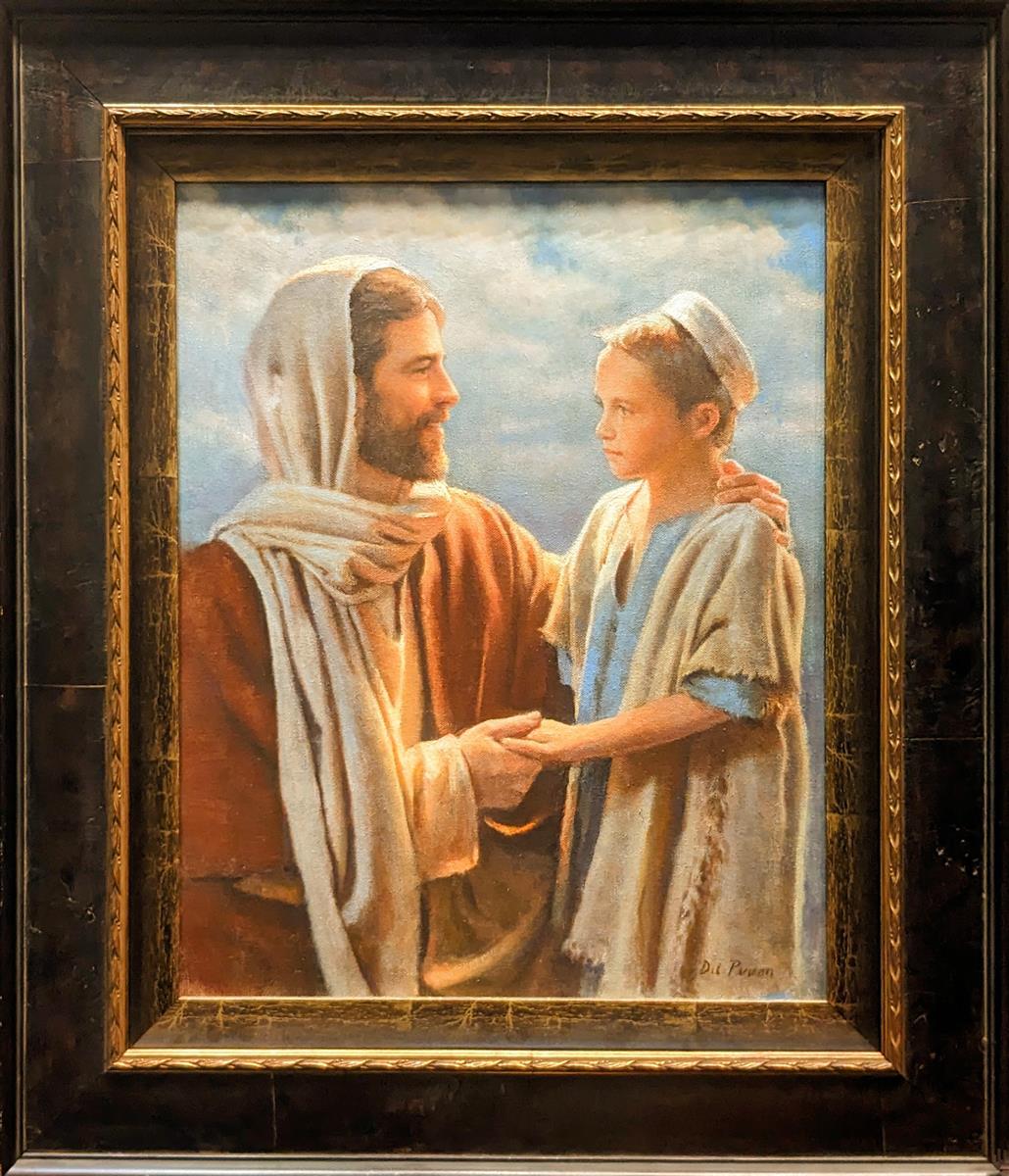 Jesus and a Young Follower by Del Parson Jesus Christ in a red shirt ...