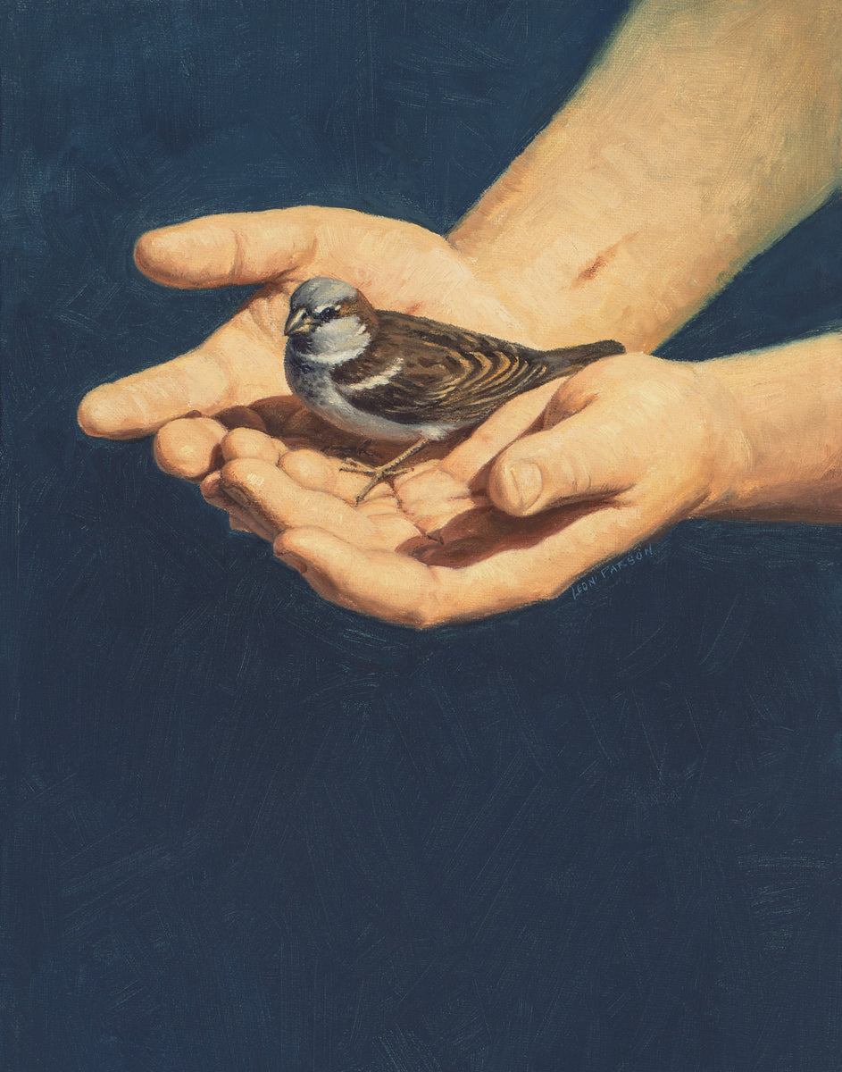 Always in His Care by Leon Parson Hands holding a bird – Havenlight