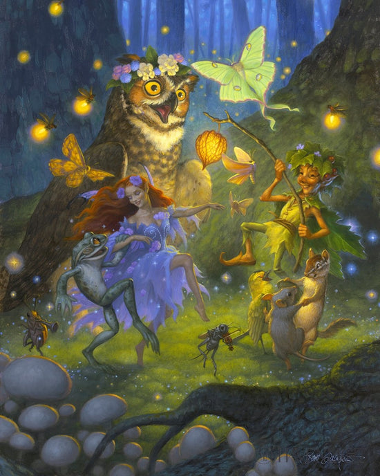 Scott Gustafsons Midsummers Eve features woodland creatures, fireflies ...